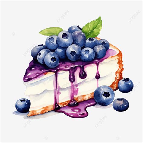 Blueberry Cheesecake Watercolor Clipart Ai Generated Cheesecake