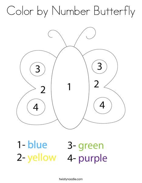 Color By Number Butterfly Coloring Page Twisty Noodle