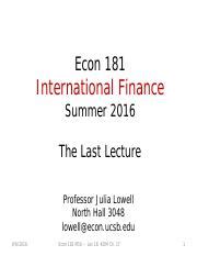 Econ M Lec Notes Econ International Finance Summer