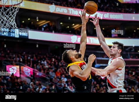 Portland Trail Blazers Forward Drew Eubanks Shoots Over Utah Jazz