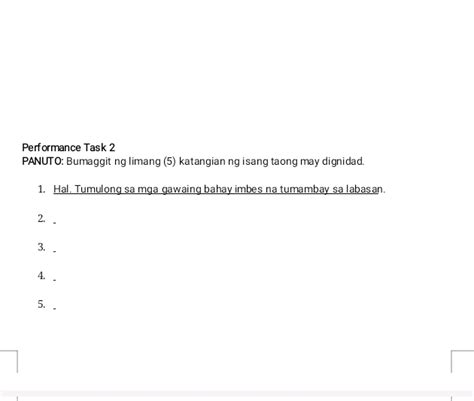 Performance Task 2 PANUTO Bumaggit Ng Limang StudyX
