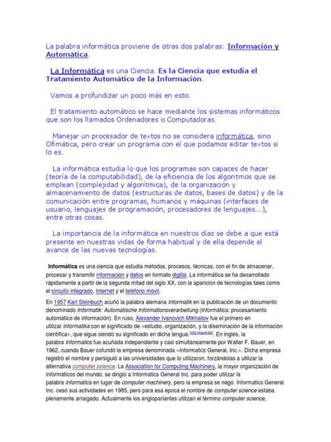 La Palabra Informática Proviene De Otras Dos Palabras Peripheral