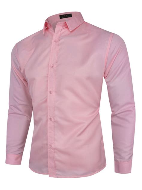 Avamo Mens Casual Dress Shirt Button Down Plain Shirts Long Sleeve Work