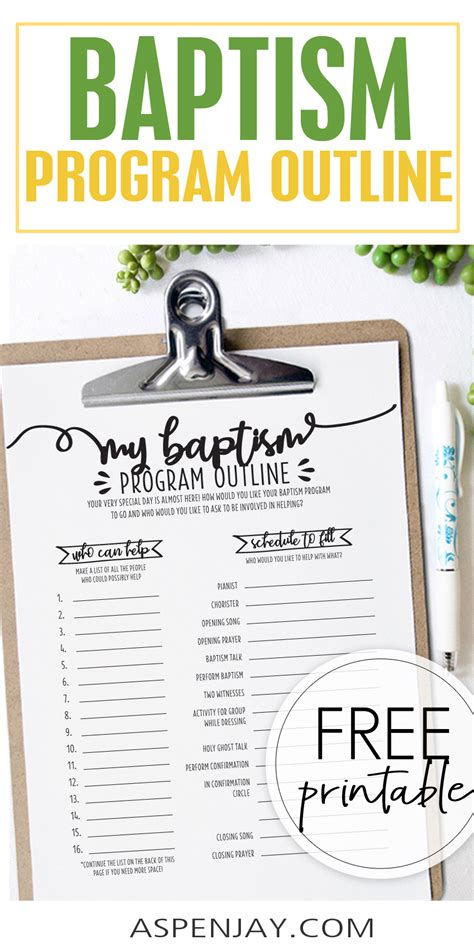 LDS Baptism Program Checklist Aspen Jay