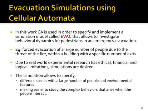 Ppt Evacuation Simulations Using Cellular Automata Powerpoint