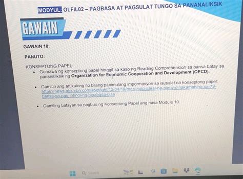 MODYUL OLFIL02 PAGBASA AT PAGSULAT TUNGO SA StudyX