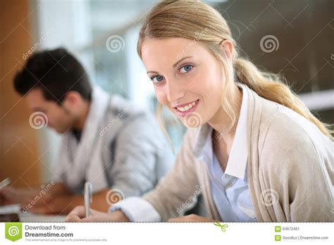 Babe Girl In Class Taking Notes Stock Image Image Of Cheerful Pretty 64672461