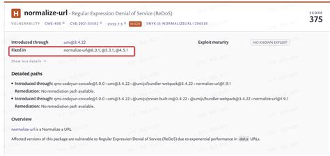 Bug Umijsbundler Webpack中引用的normalize Url版本过低，有安全漏洞 · Issue 6733