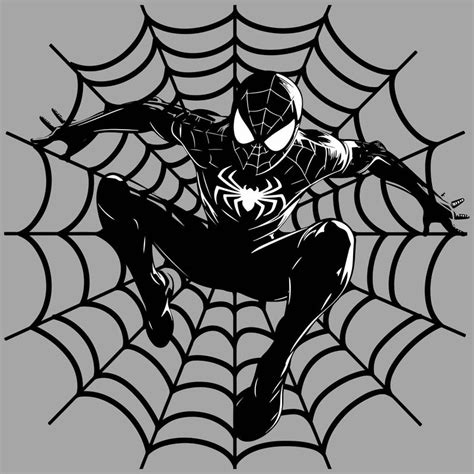 Black And White Spiderman Clipart Etsy