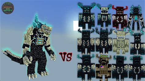 Wardenzilla Vs Warden Plus Wardens Minecraft Bedrock Mob Battle Youtube