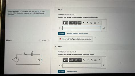 Solved Design A Series Rlc ﻿bandpass Filter See Figure