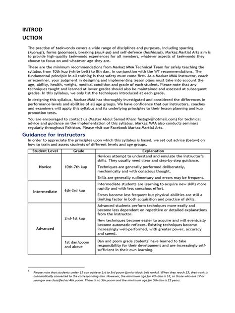 Syllabus Pdf Taekwondo Physical Fitness