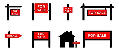 Signe De Vente Immobilière Signe Rouge De Vecteur à Vendre Ensemble D