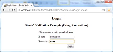 struts form validation tutorial annotations