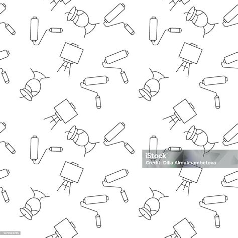 이젤 페인트 롤러 아티스트의 벡터 이음매없는 패턴은 다양한 요소로 만들어집니다 개발에 대한 스톡 벡터 아트 및 기타 이미지 개발 곡선 교육 Istock