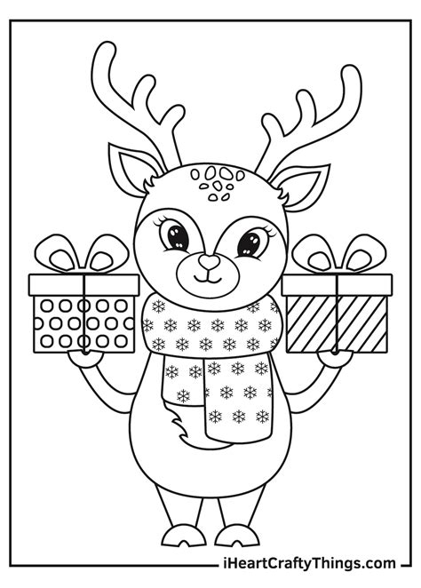 Wide Christmas Coloring Pages Reindeer