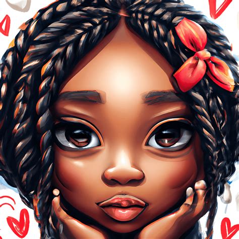 African American Chibi With Braids · Creative Fabrica