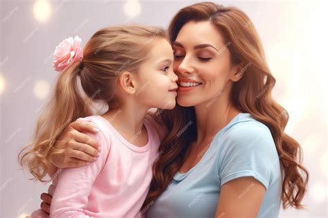 Feliz Dia Das Mães Com Uma Mãe E Filho De Mãos Dadas Jovem Mãe Beijando