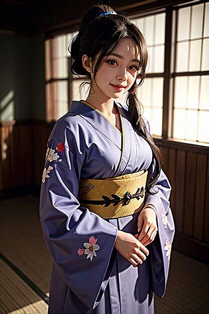 Premium Ai Image Japanese Young Beautiful Girl Model Wearing Beautiful Kimono Exquisite Beauty