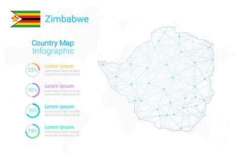 짐바브웨지도 벡터 템플릿 다각형 메쉬 라인 파란색 흰색 배경에 교육 웹 사이트 배너 인포 그래픽 벡터 일러스트 레이 션 Eps10 지도에 대한 스톡 벡터 아트 및 기타