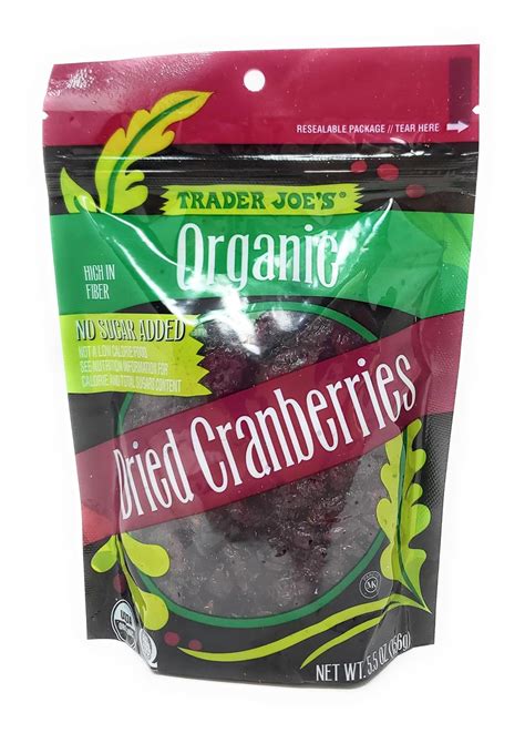 Organic Dried Cranberries No Sugar Added High In Fiber 55