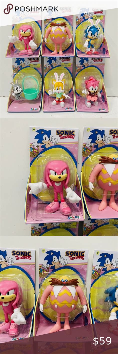 Jakks Pacific Sonic The Hedgehog 2 5” Pink Easter Wave Complete Set Of 6 Figure Pink Easter