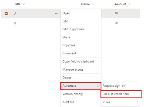 For A Selected Item Trigger In Sharepoint Connectorpower Automate