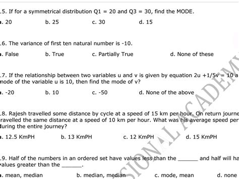 15 If For A Symmetrical Distribution Q1 Studyx