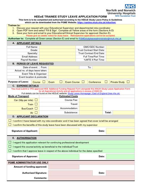 Nnuh Study Leave Request Form Pdf