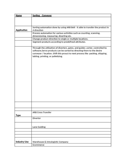 Sorting Conveyor Specifications Pdf Automation Warehouse Sorting Conveyor Specifications Pdf Automation Warehouse