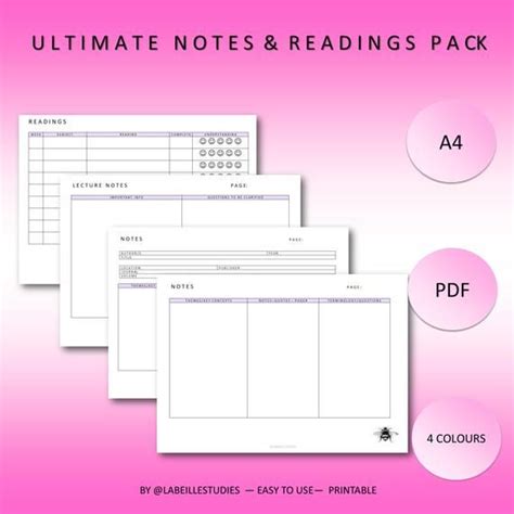 Ultimate University Note Pack Printable Pdf Etsy