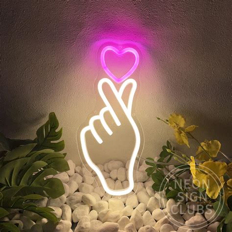 Finger Heart Neon Signs Custom Neon Sign Wall Decor Neon Light Led