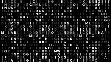 Characters In Random Letters Pattern On Black Background Stylish