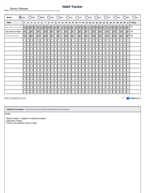Habit Tracker Example Pdf