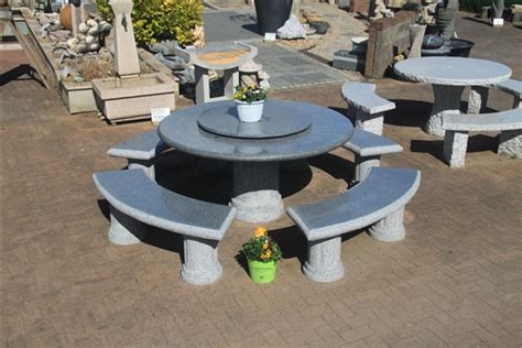 Lazy Susan Granite Table And 4 Benches Mvstone Ie