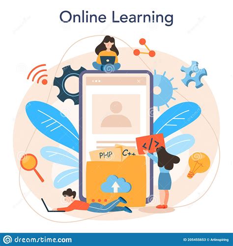 Programming Online Service Or Platform Idea Of Working Stock Vector