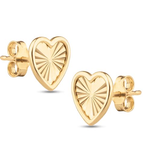 ZŁOTE KOLCZYKI NA SZTYFT SERCA DIAMENTOWANE Biżuteria 2174 Goldmark