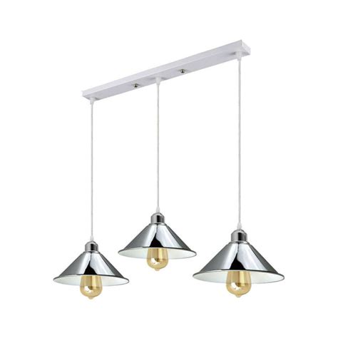 Chrome And White 3 Light Pendant Home Industrial Lighting