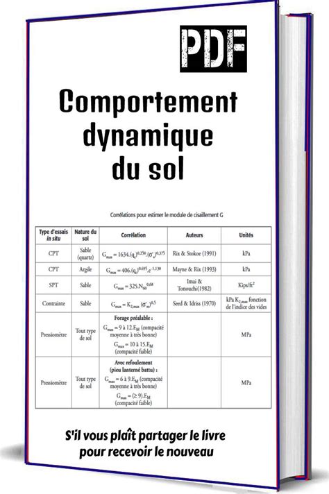 Comportement Dynamique Du Sol Pdf Livre BTP