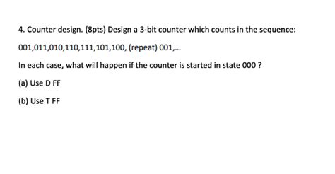 Solved 4 Counter Design Spts Design A 3 Bit Counter Chegg Com