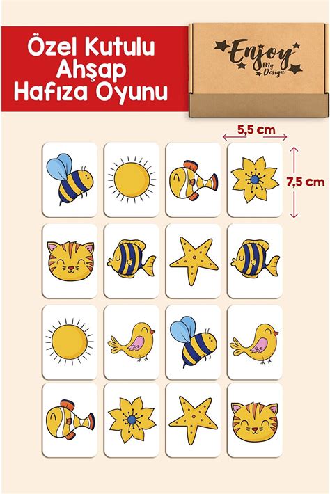 Enjoymydesign Zeka Kartları Renkli Robotlar Eşleştirme Oyunu Ahşap