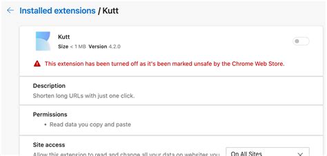 Kutt Extension Has Been Flagged And Disabled By Chrome Web Store · Issue 127 · Thedevs Network
