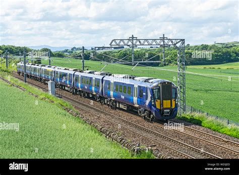 New Scotrail Class 385 Emu Trains At Park Farm East Of Linlithgow West Lothian Scotland Uk