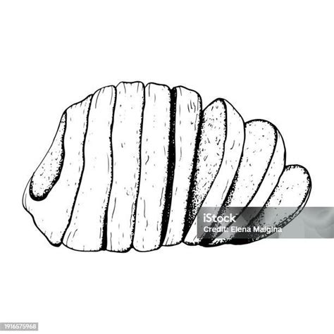 슬라이스 빵 벡터 흑백 그림 아침 토스트 소박한 음식 프랑스 요리 Shavuot 피크닉에 대한 캐주얼 음식 스케치 슬라이스에 대한 스톡 벡터 아트 및 기타 이미지 Istock