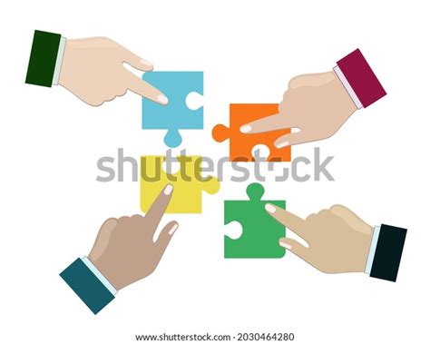 Concept Teamwork Integration Businessman Holding Colorful Stock Vector
