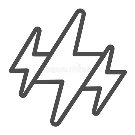 Three Lightning Bolts Line Icon Electrical Service Concept Vector Graphics Stock Vector