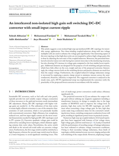 pdf an interleaved non‐isolated high gain soft switching dc dc