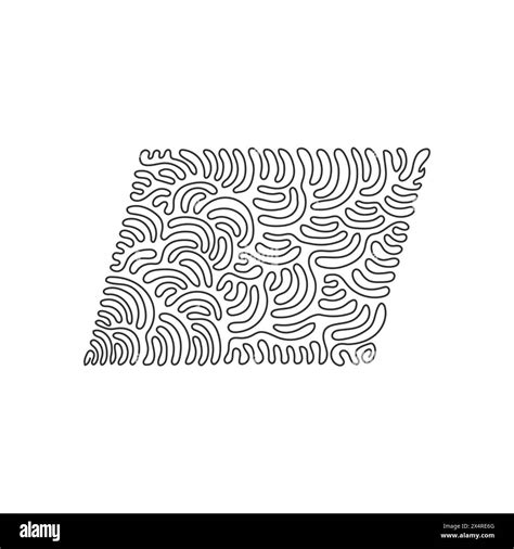 Single One Line Drawing Geometric Shapes Parallelogram Icon Simple Line Outline Vector 3d