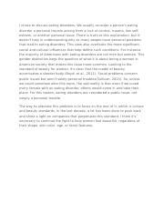 SOC 220 Topic 1 DQ 1 Docx I Chose To Discuss Eating Disorders We