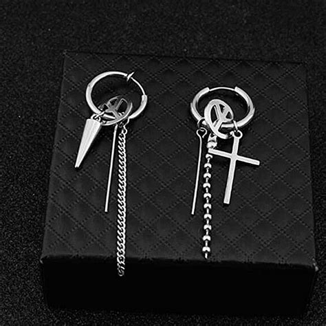 Bts Inspired Earrings Kpop Korean Mismatched Earrings Mens Etsy